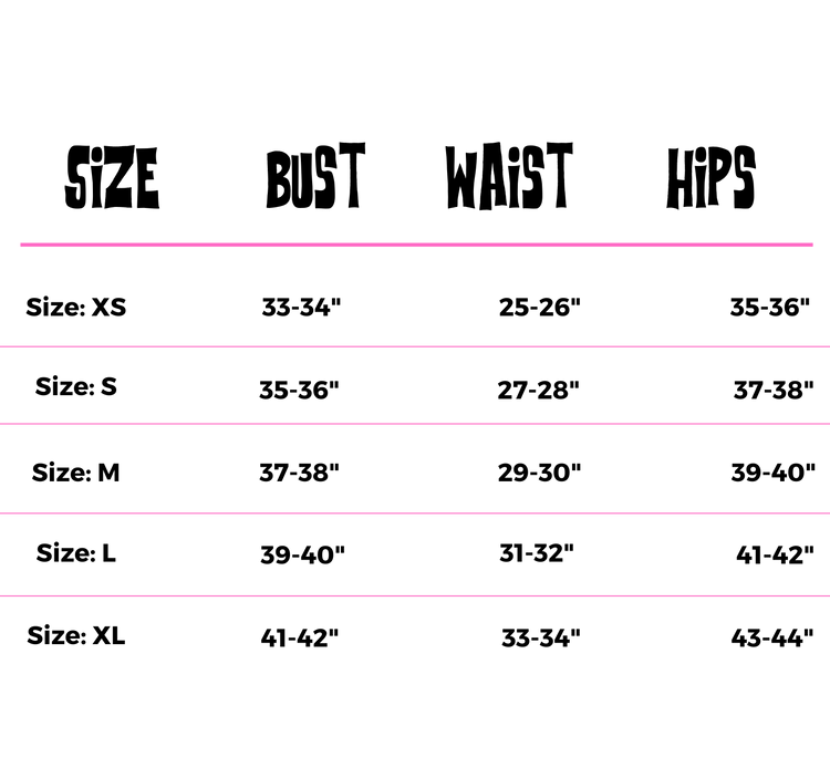 Size Chart – Gimmick by Rachel Antone
